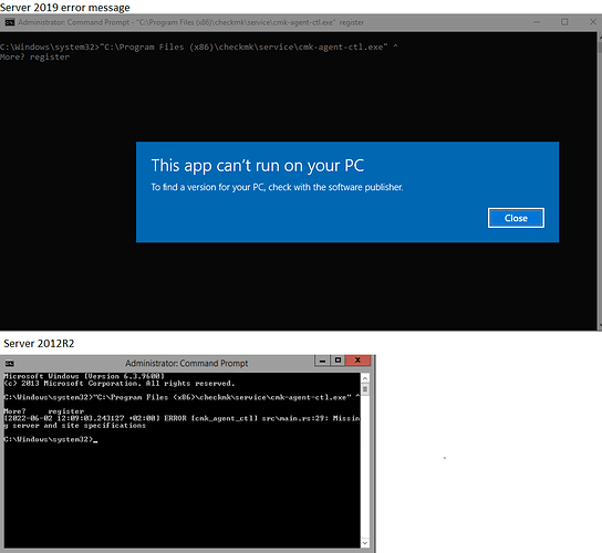 Cmk-agent-ctl not compatible Windows Server 2019 - Troubleshooting - Checkmk Community