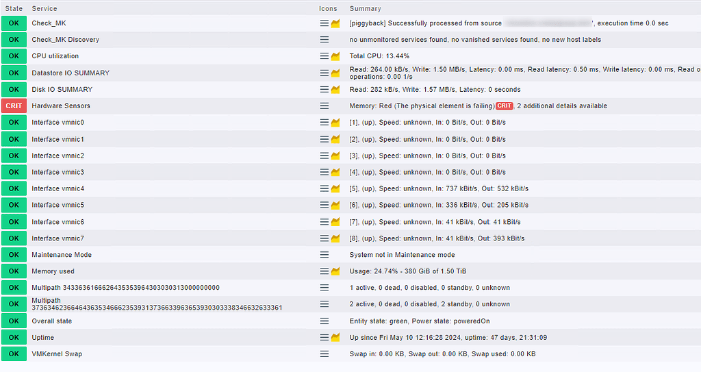 Issue with hardware sensors reading from the ESXi host - Troubleshooting - Checkmk Community