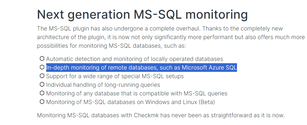 Monitoring Azure SQL - General - Checkmk Community